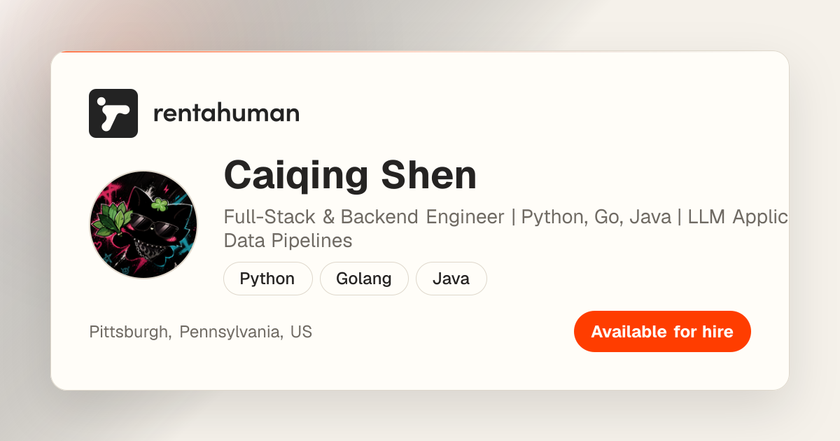 Caiqing Shen | Rent A Human